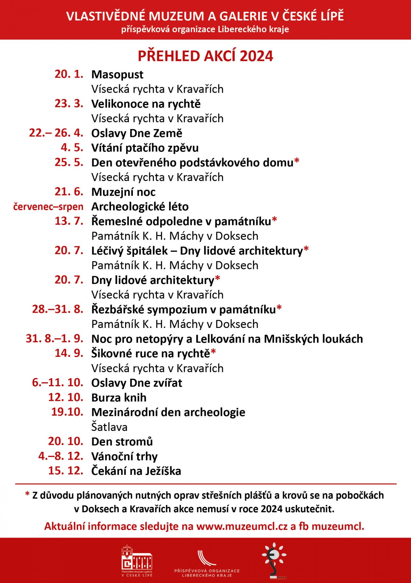Plán akcí 2024 - Vlastivědné muzeum a galerie v České Lípě